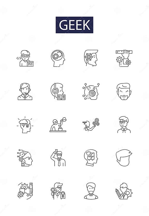 Geek Line Vector Icons and Signs. Nerd, Techy, it, Programmer, Coder ...