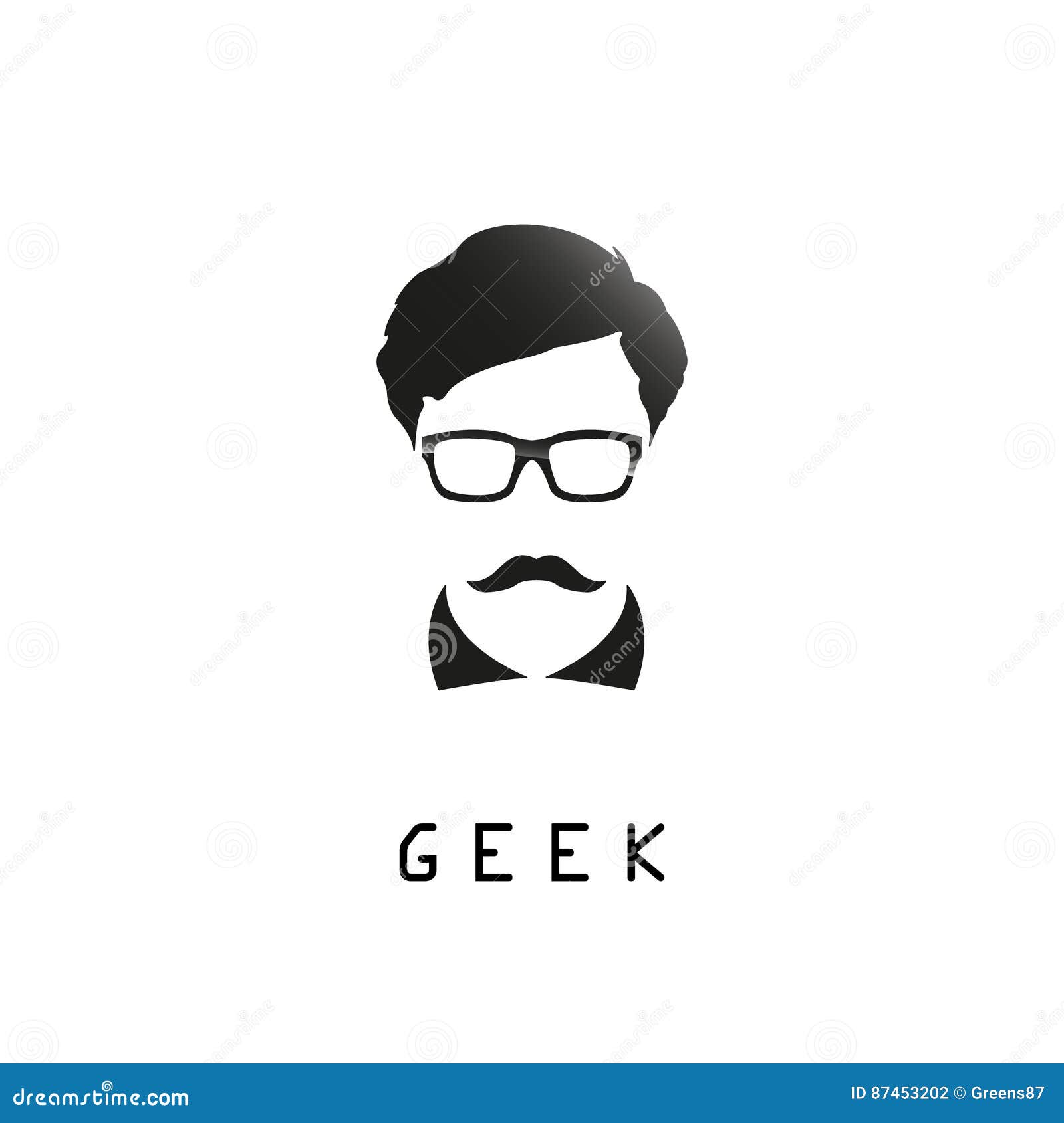 Geek Logo Design Template with Face in Glasses. Stock Vector ...