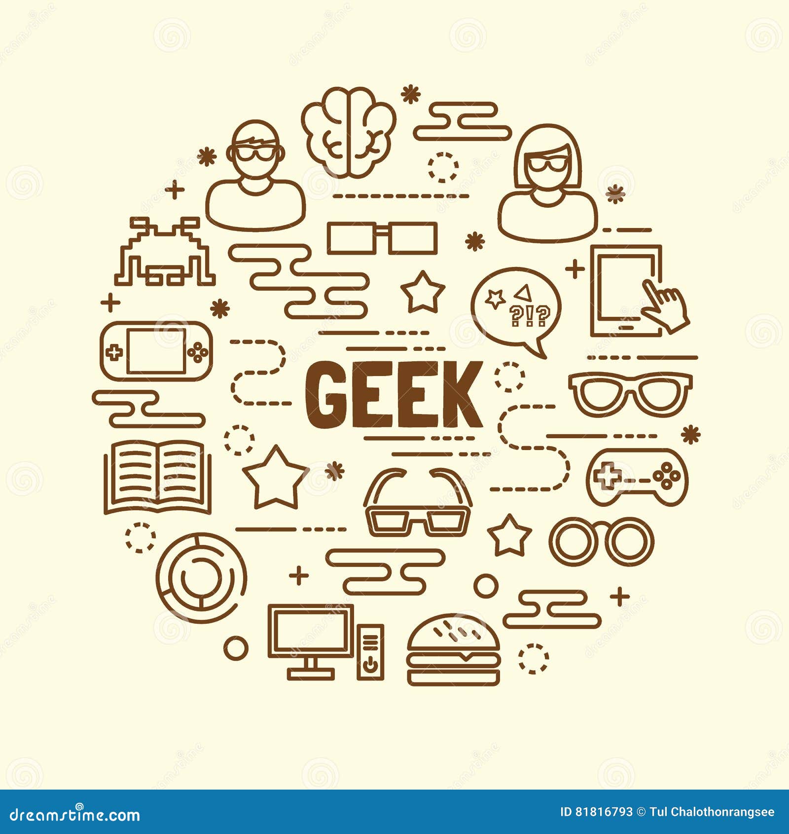 Geek Minimal Thin Line Icons Set Stock Vector - Illustration of educate ...