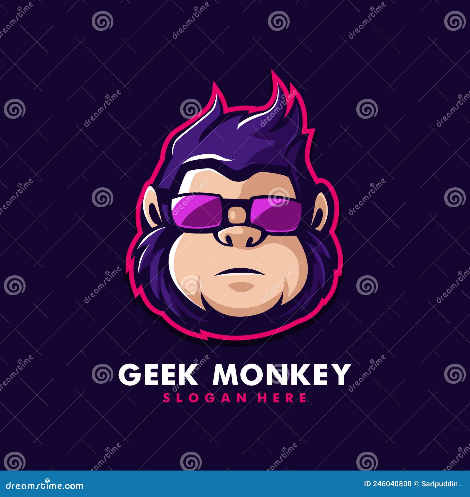 Geek Monkey mascot logo stock vector. Illustration of monkey - 246040800