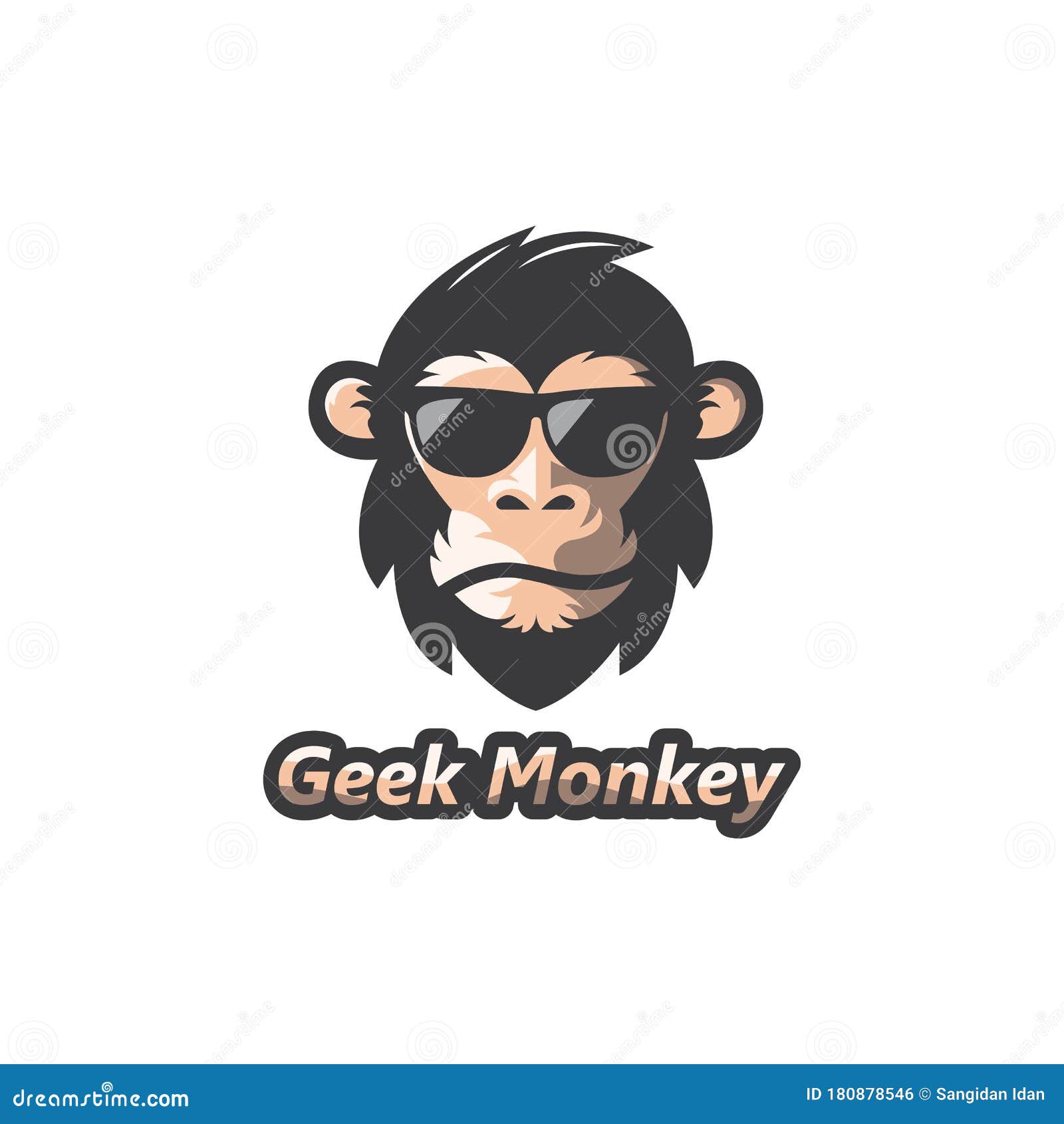 Geek Monkey Vector Icon Logo Illustration Stock Vector - Illustration ...