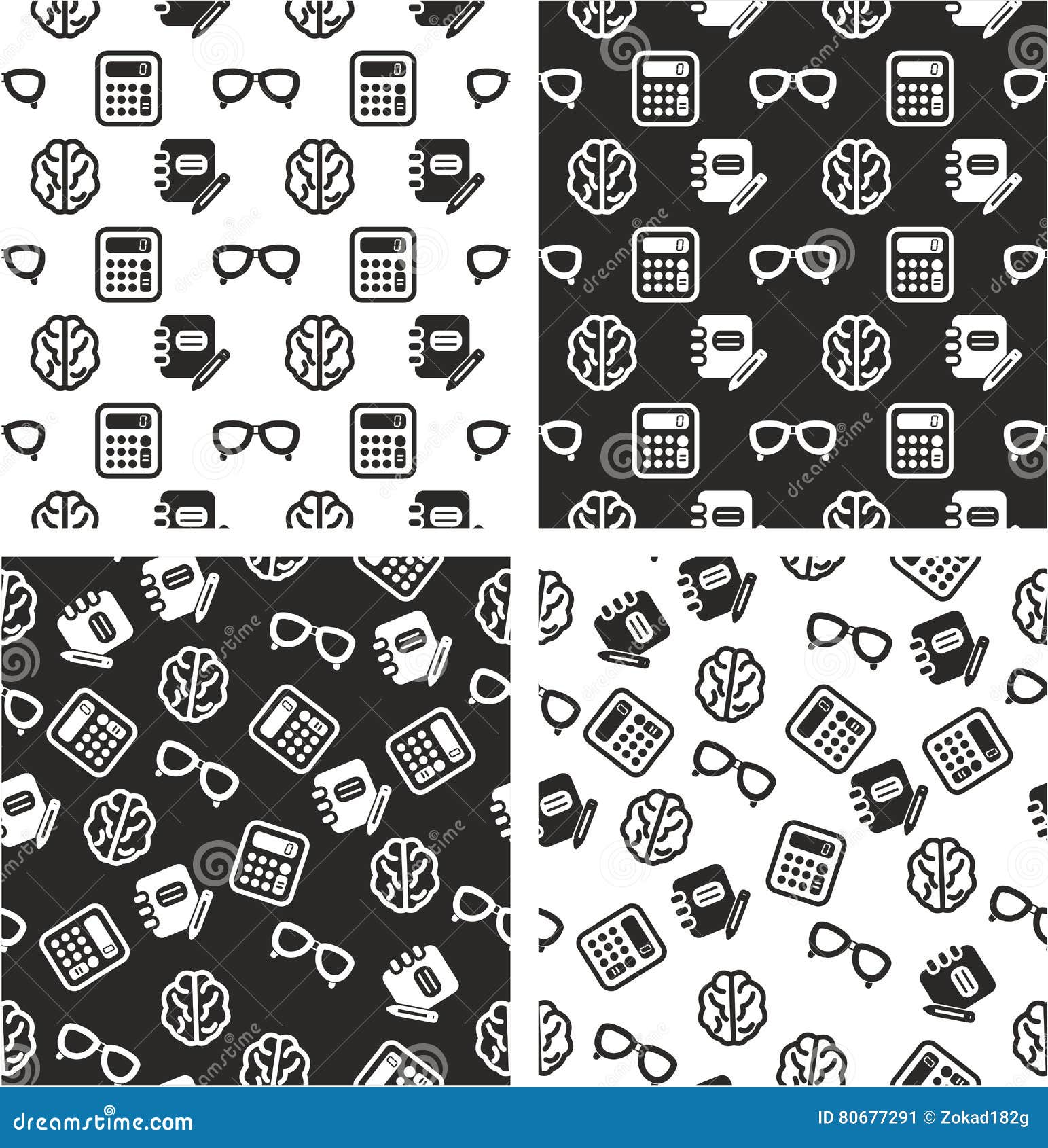 Geek or Nerd Aligned & Random Seamless Pattern Set Stock Vector ...