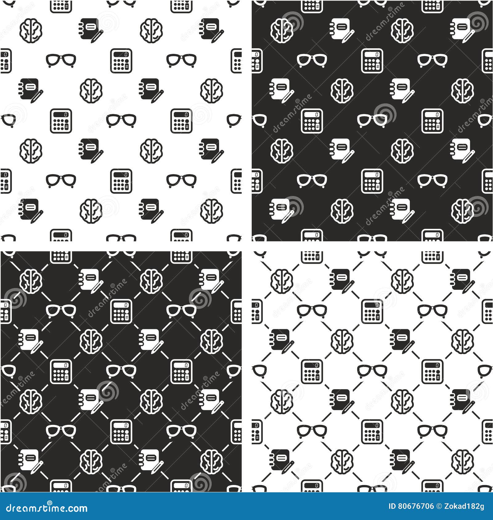 Geek or Nerd Seamless Pattern Set Stock Vector - Illustration of icon ...