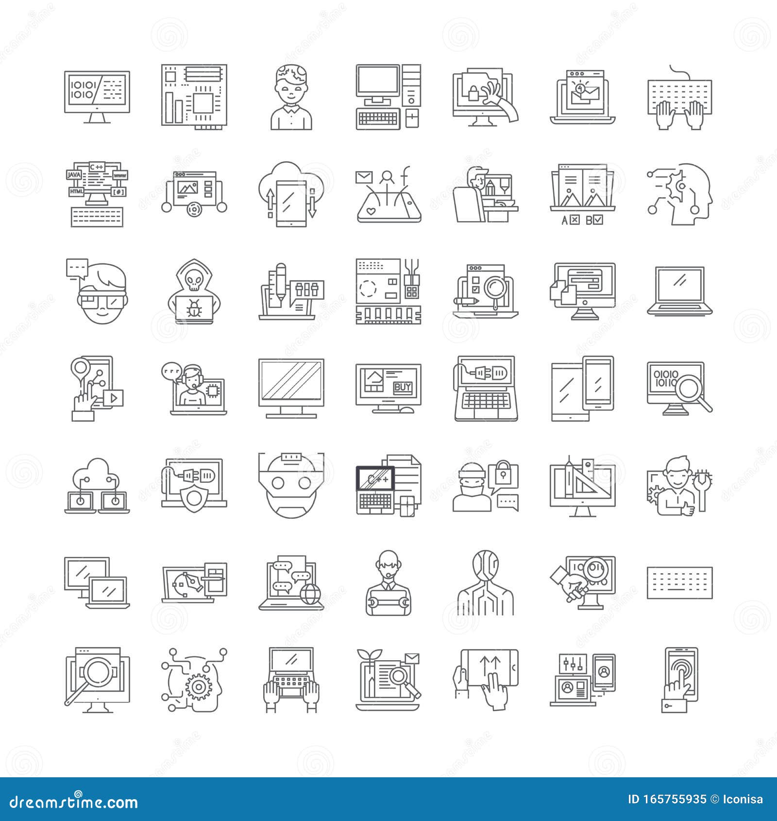 Geek Nerds Linear Icons, Signs, Symbols Vector Line Illustration Set ... Geek Nerds Linear Icons, Signs, Symbols Vector Line Illustration Set ...