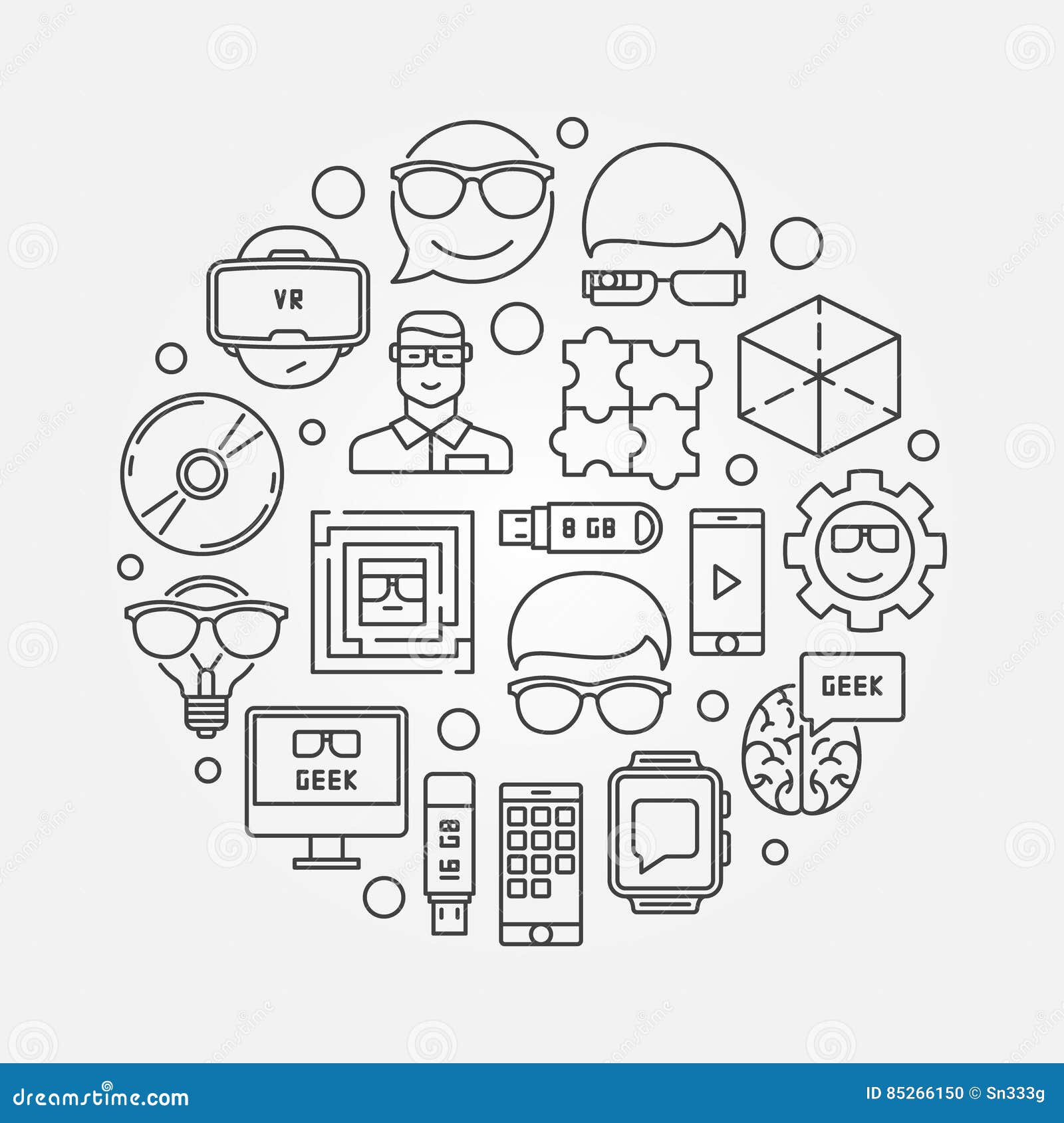 Geek Outline Circular Illustration Stock Vector - Illustration of ...
