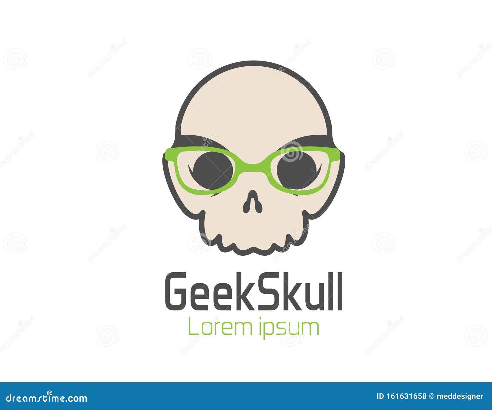 Geek skull logo stock illustration. Illustration of creative - 161631658