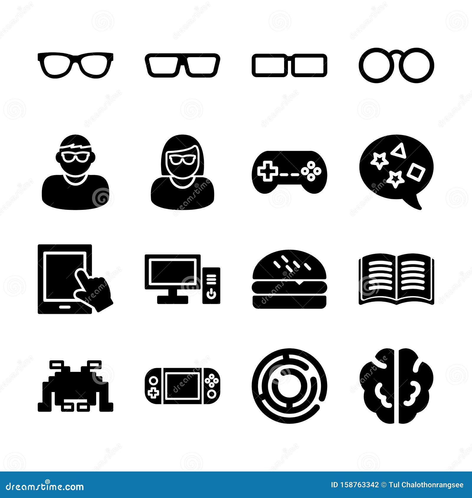 Geek solid icon stock vector. Illustration of genius - 158763342