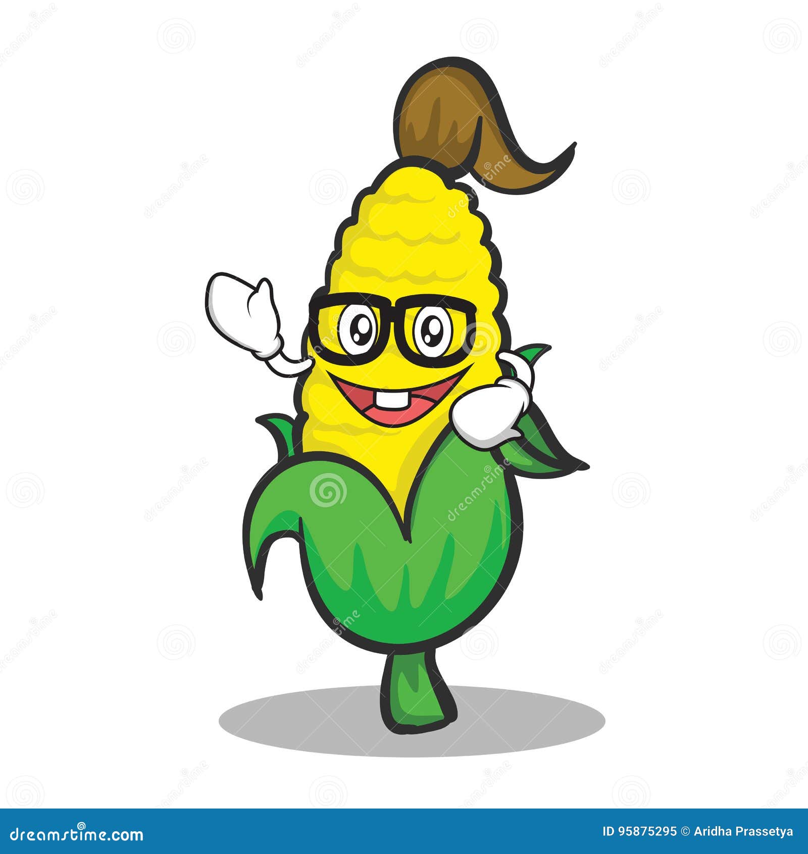 Geek Sweet Corn Character Cartoon Stock Vector - Illustration of smile ...