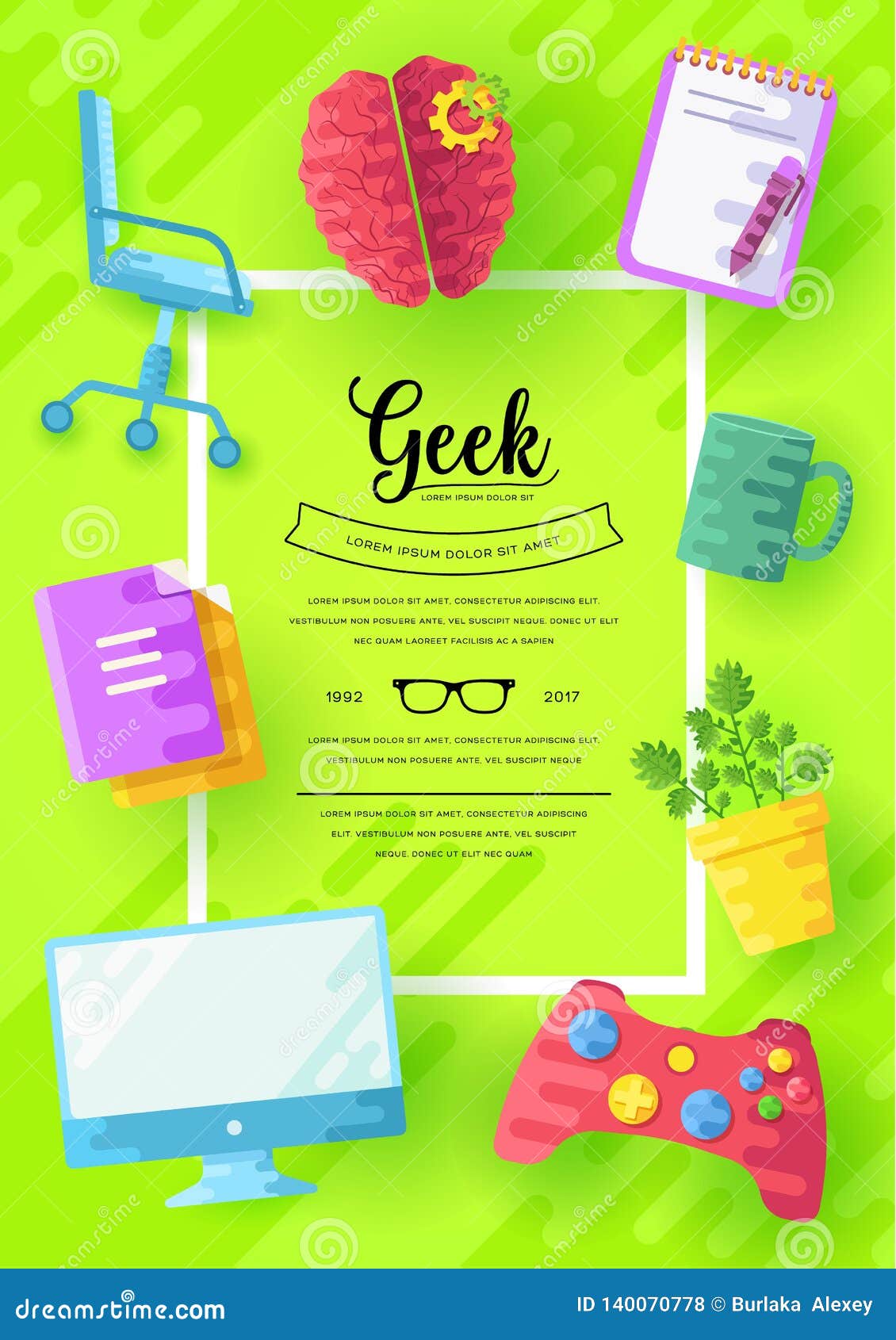 It Geeks Vector Brochure Cards Set. Office Professional Developer ...