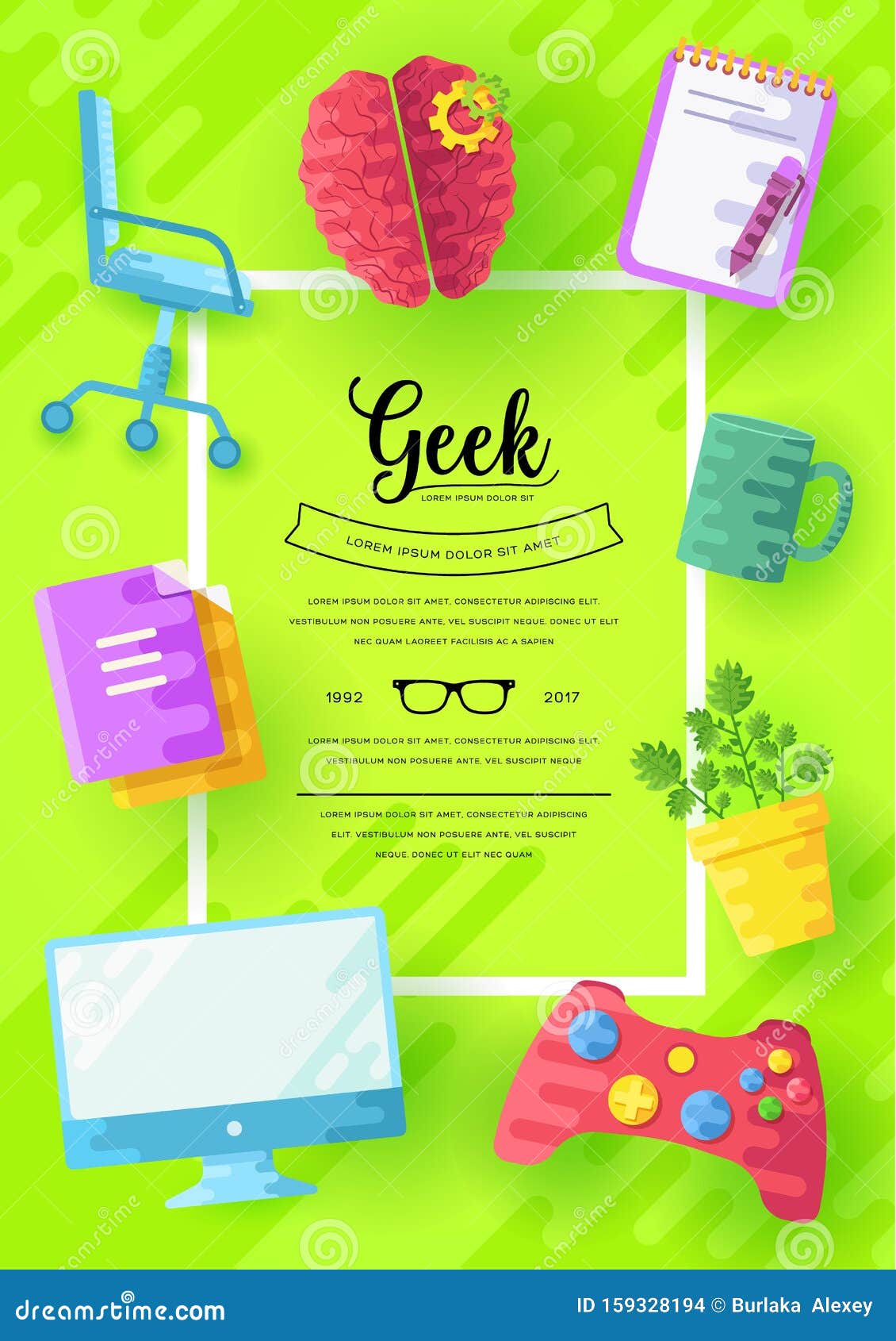 It Geeks Vector Brochure Cards Set. Office Professional Developer ...