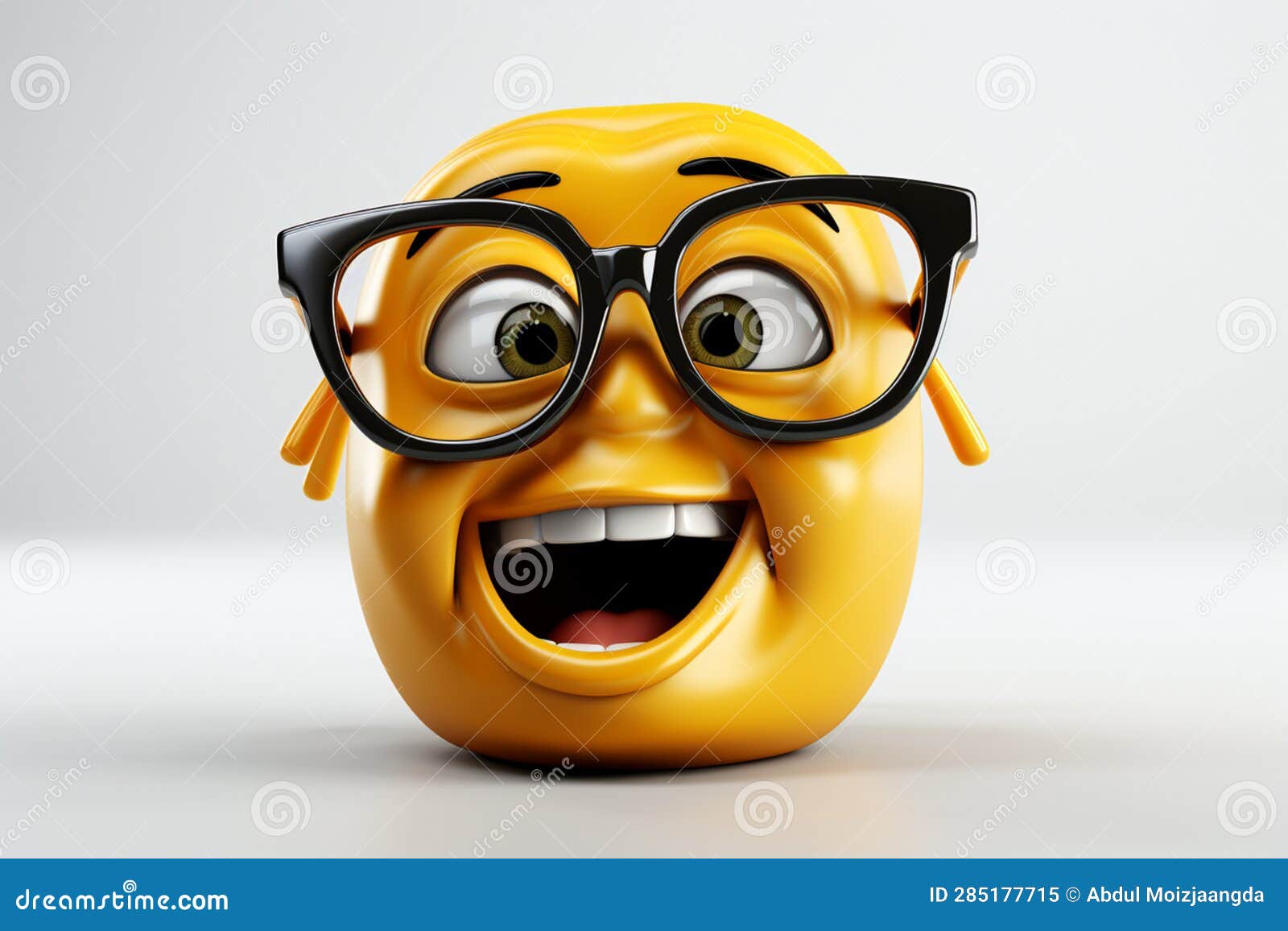 Geeky Emoticon in 3D on White Stock Illustration - Illustration of ...