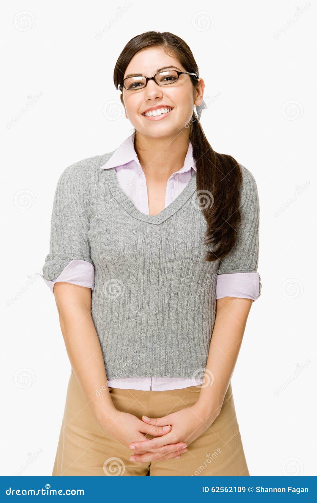 Geeky girl stock image. Image of ponytail, happy, caucasian - 62562109