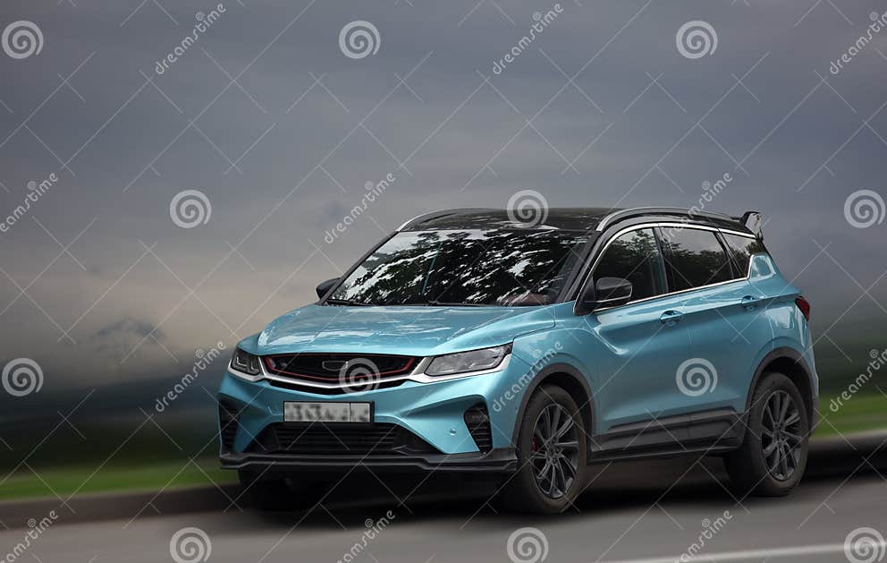 Geely blue car. stock illustration. Illustration of background - 279102806