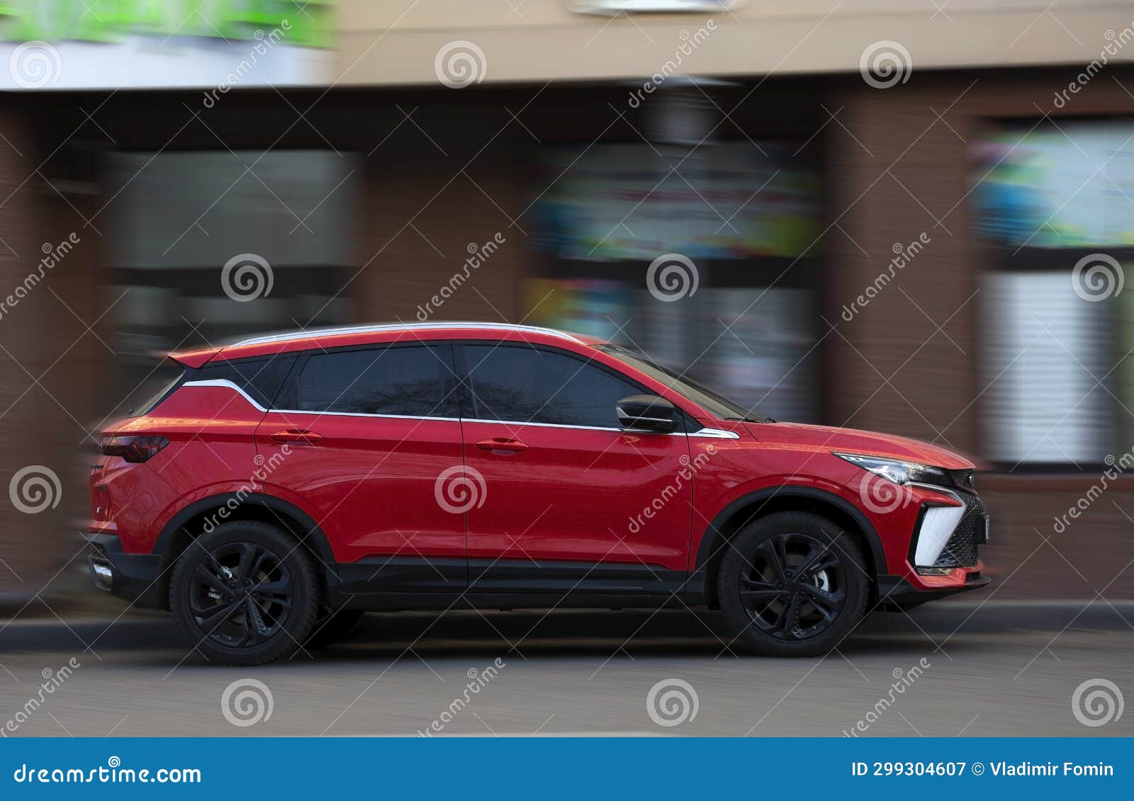 Geely red car. stock image. Image of movement, business - 299304607