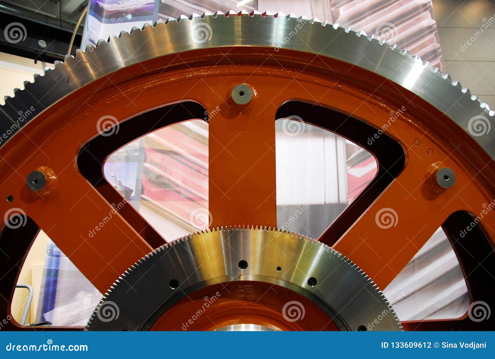 Red Steel Gear-Wheel Toothed Gear-pinion Closeup Stock Photo - Image of ...