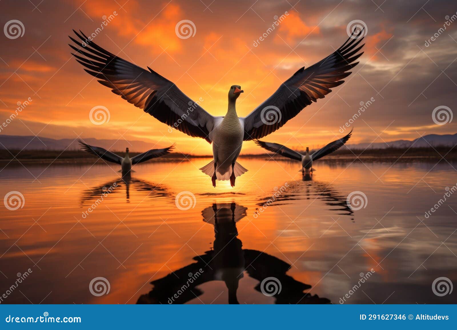 Geese Forming a V Shape in Flight Stock Photo - Image of flock, flight ...