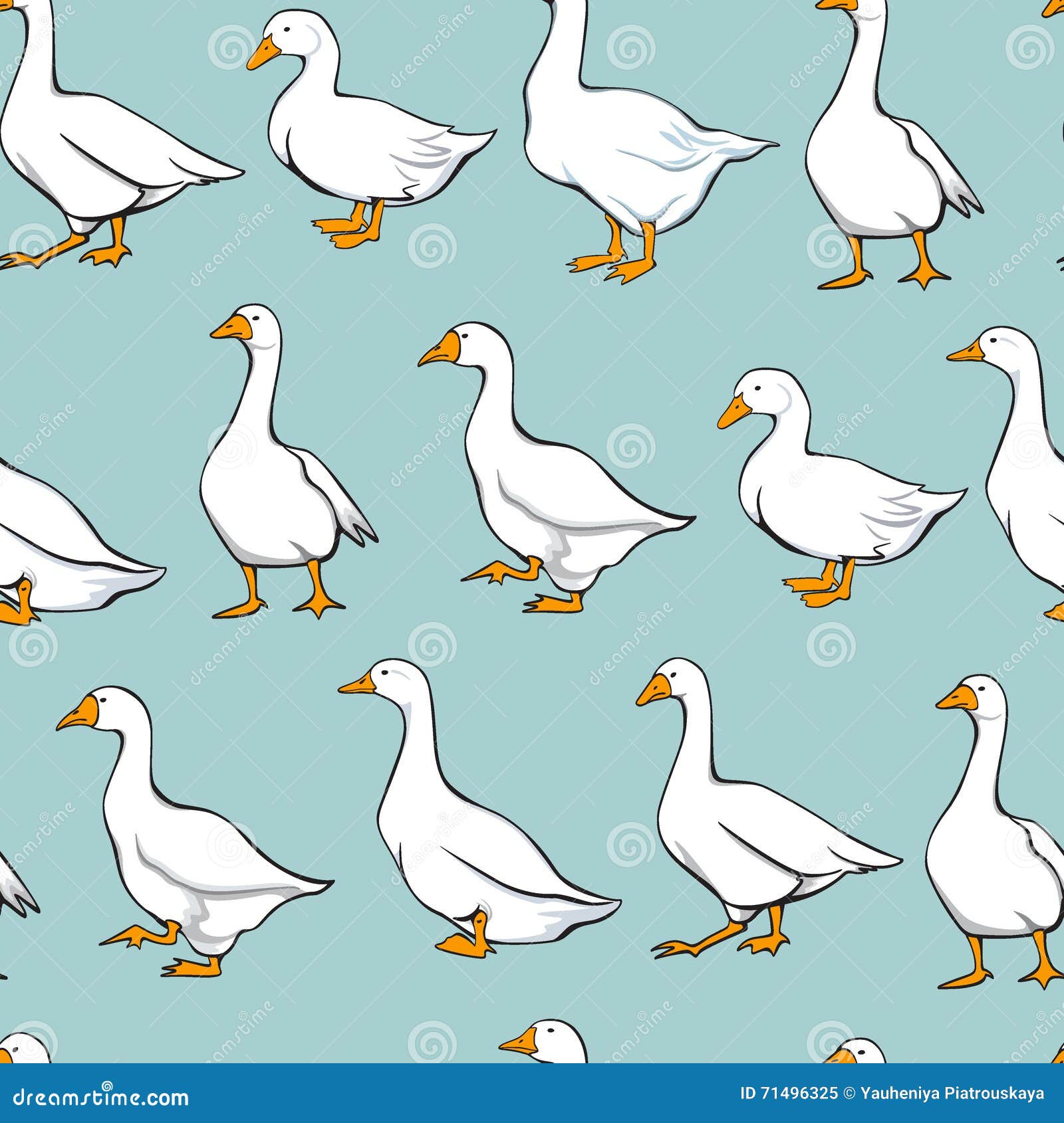 Geese seamless pattern stock vector. Illustration of ornament - 71496325