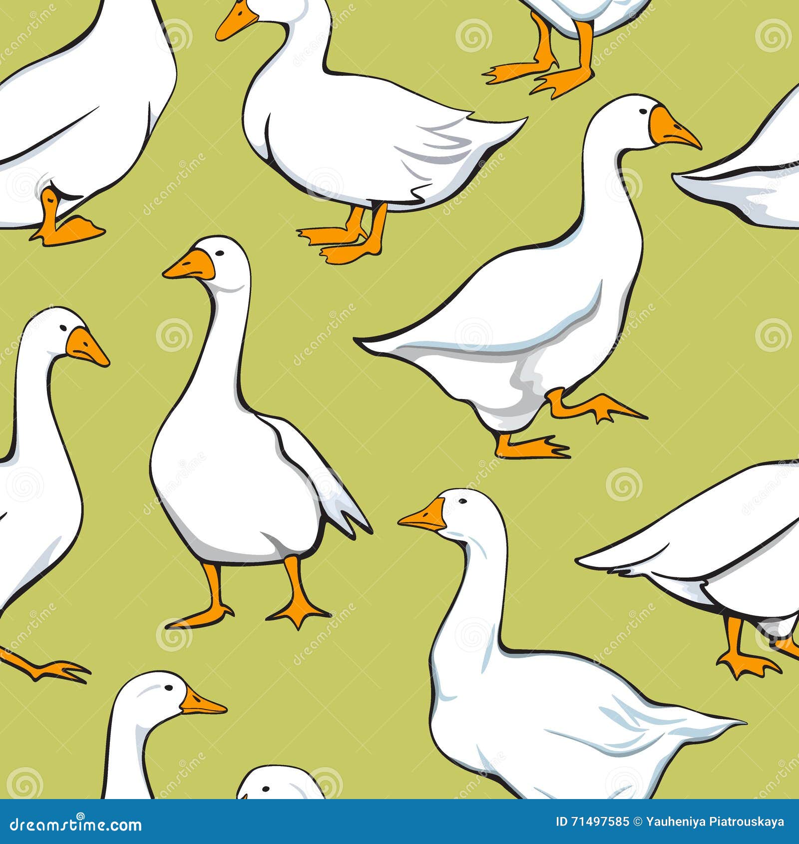 Geese seamless pattern stock vector. Illustration of farm - 71497585
