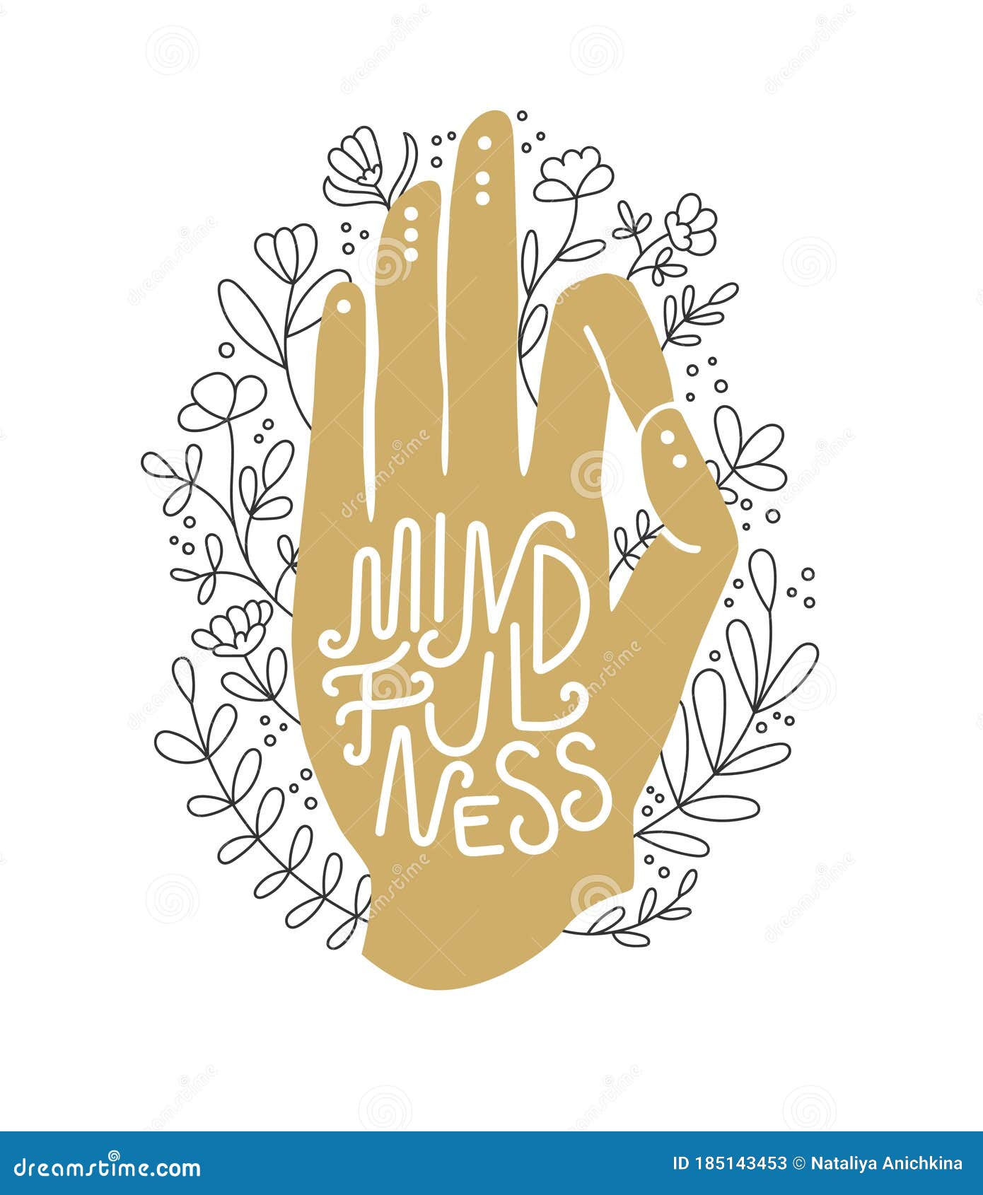 Geestesgesteldheid. Hand in Gyan Mudra Positie. Vector Illustratie ... Geestesgesteldheid. Hand in Gyan Mudra Positie. Vector Illustratie ...