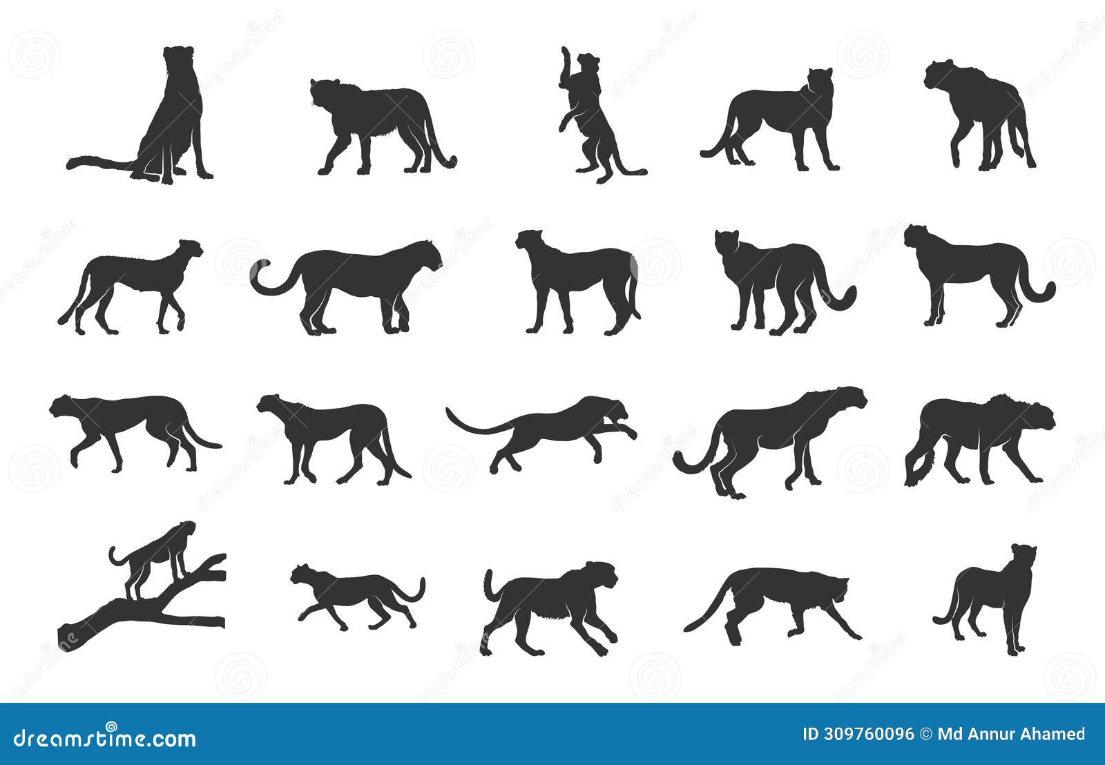 Geetah Silhouette Cheetah Running Silhouettes Cheetah Vector ...