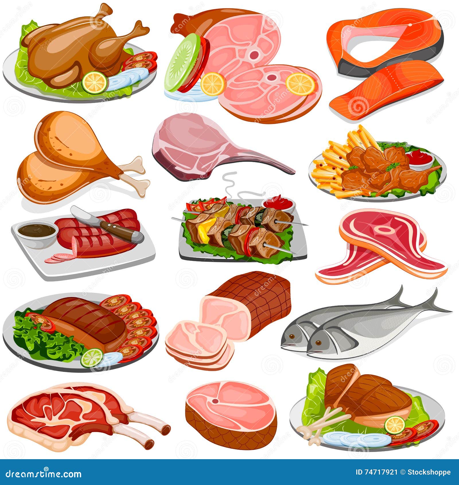 Geflügel-und Fleischware-Lebensmittel-Sammlung Vektor Abbildung ...