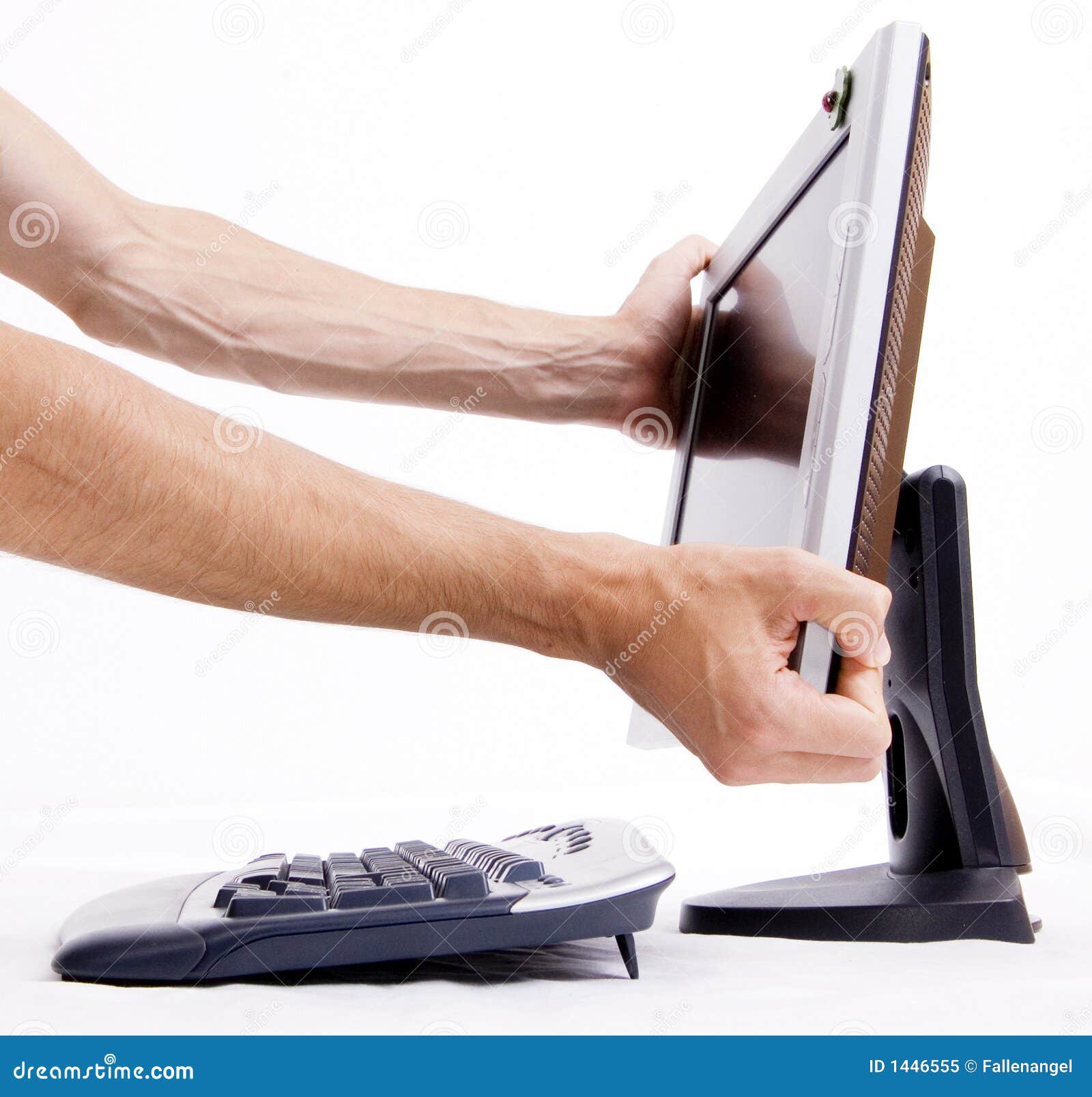 Gefrustreerd op computer stock afbeelding. Image of boos - 1446555