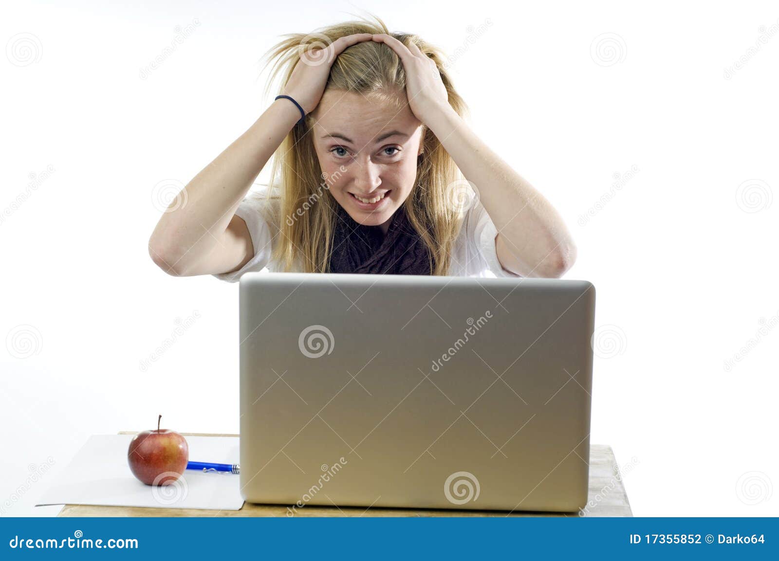 Gefrustreerde Tiener Met Laptop Computer Stock Foto - Image of haar ...