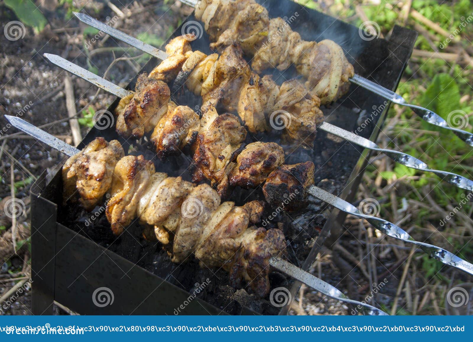 Gegrilltes Fleisch Auf Dem Grill Stockbild - Bild von sommer, mahlzeit ...