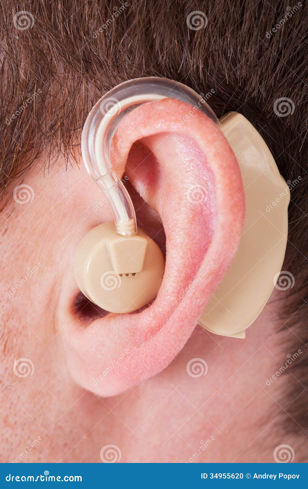 Gehoorapparaat Op Het Man Oor Stock Foto - Image of mens, schade: 34955620