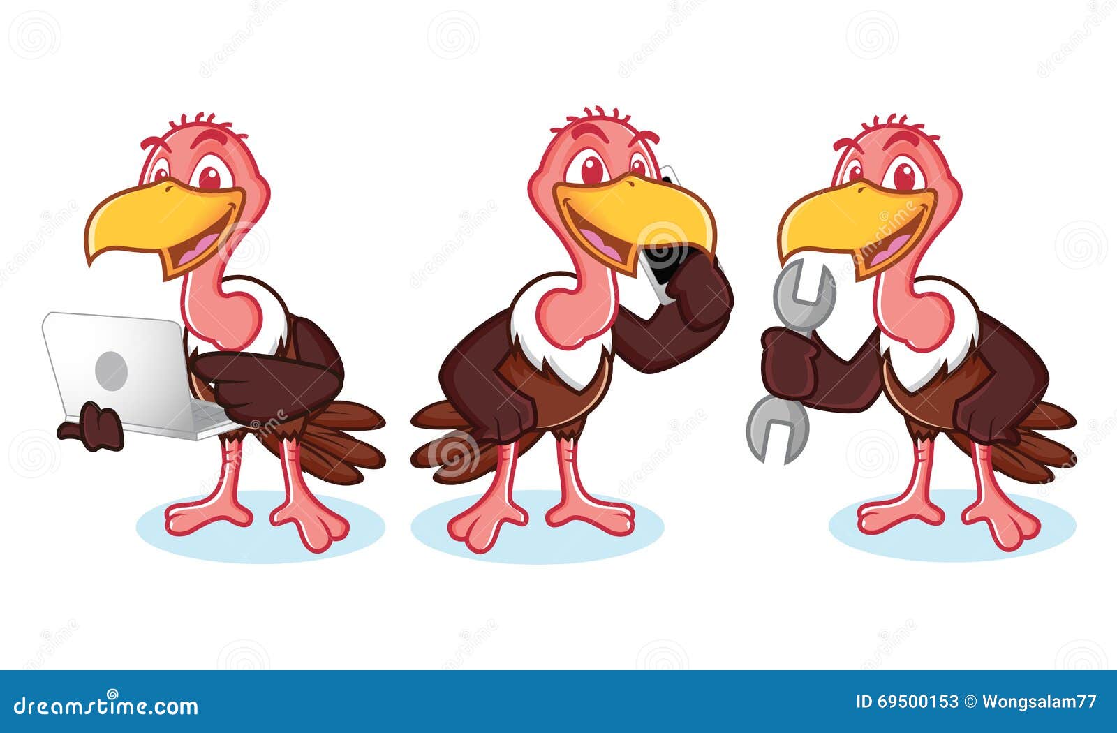 Geier-Maskottchen-Vektor Mit Telefon Vektor Abbildung - Illustration ...