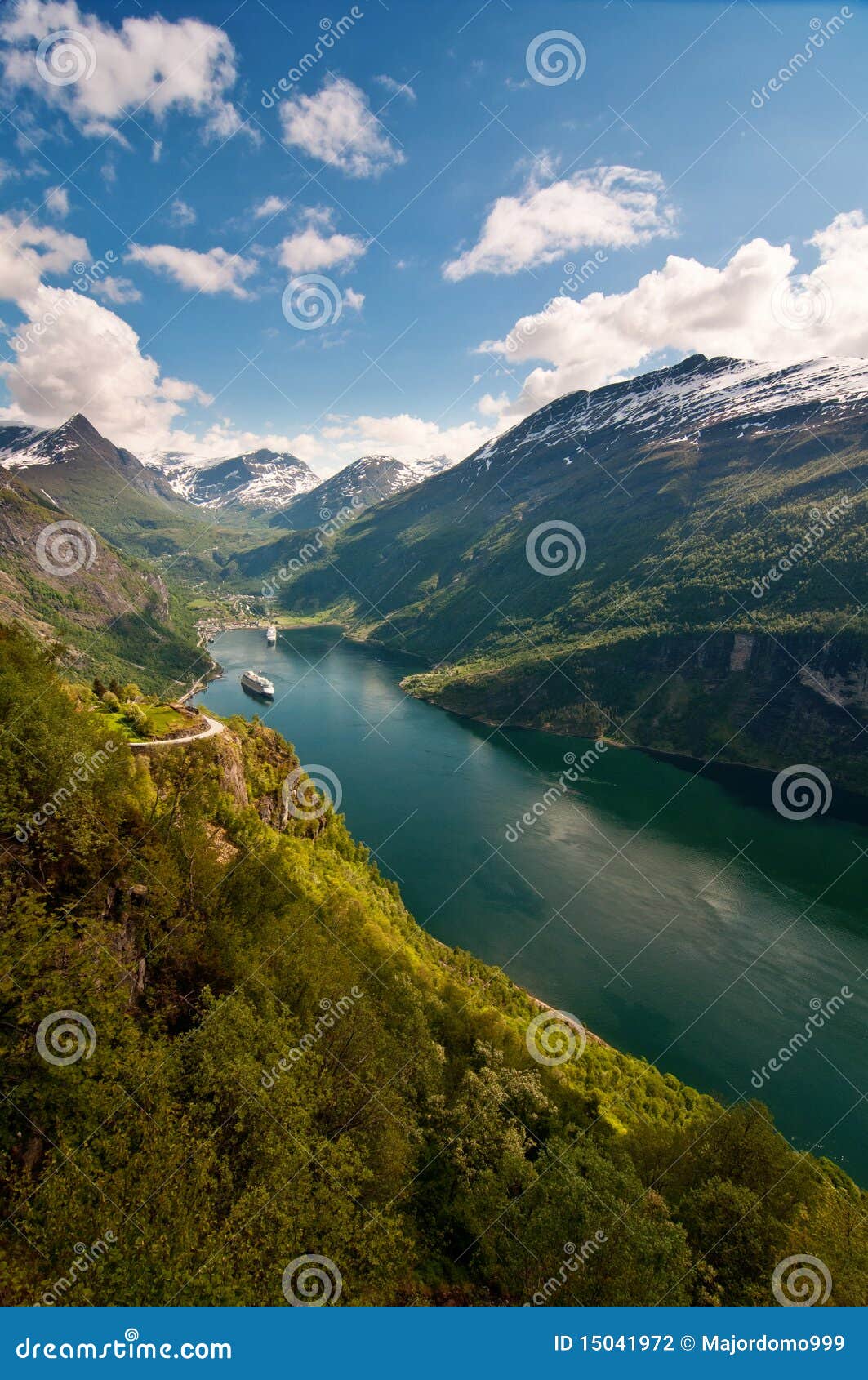 Geiranger Fjord (Norway) stock photo. Image of forest - 15041972