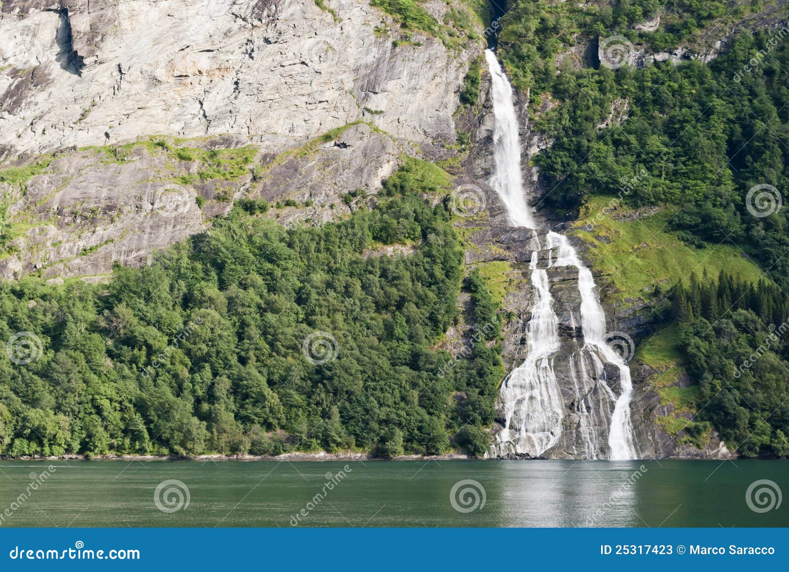 Geiranger Fjord Waterfall, Norway Stock Image - Image of waterfall ...