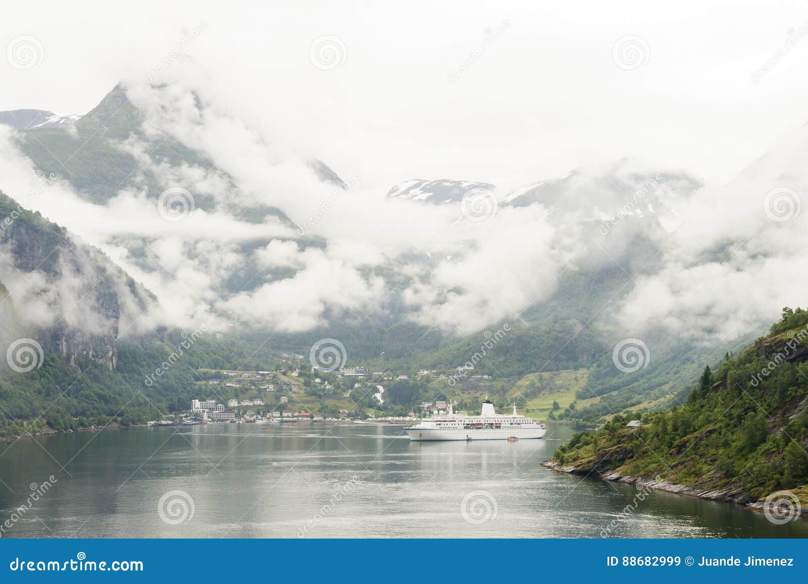 Geiranger pier Norway stock image. Image of coastline - 88682999