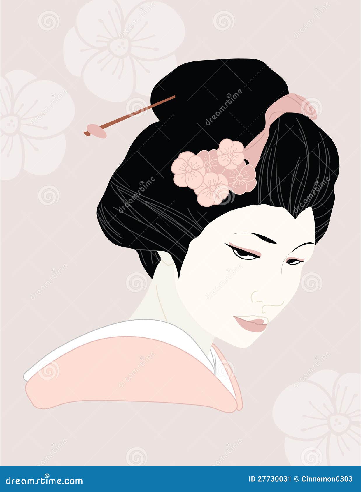 Geisha stock vector. Illustration of asian, geisha, dogwood - 27730031