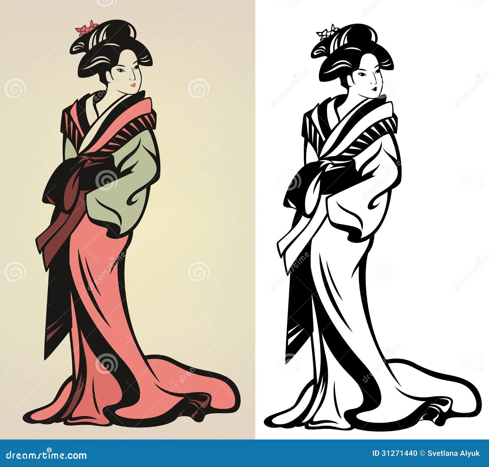 Geisha ilustración del vector. Ilustración de estilo - 31271440