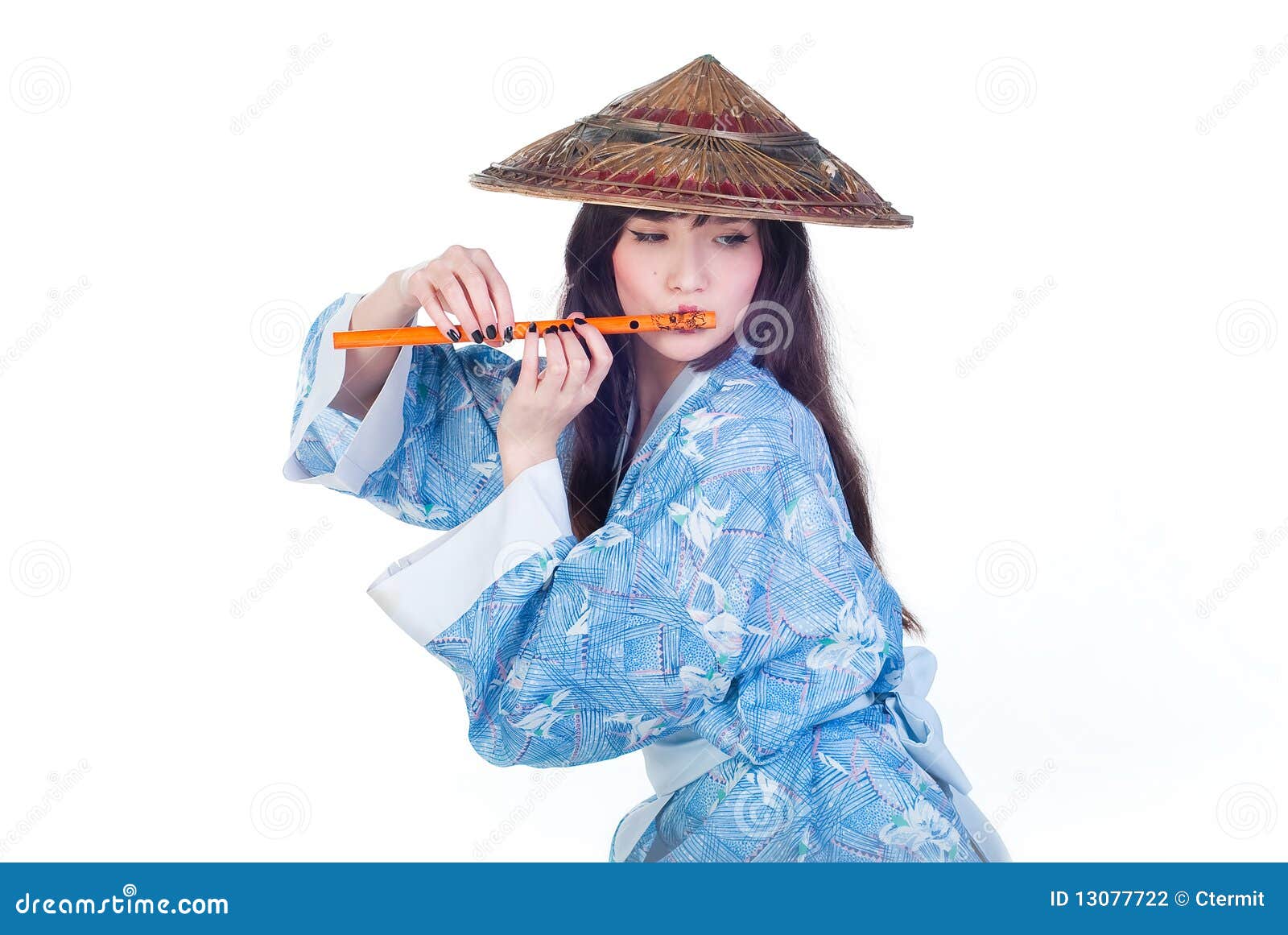 Geisha in blue kimono stock photo. Image of indoor, adult - 13077722