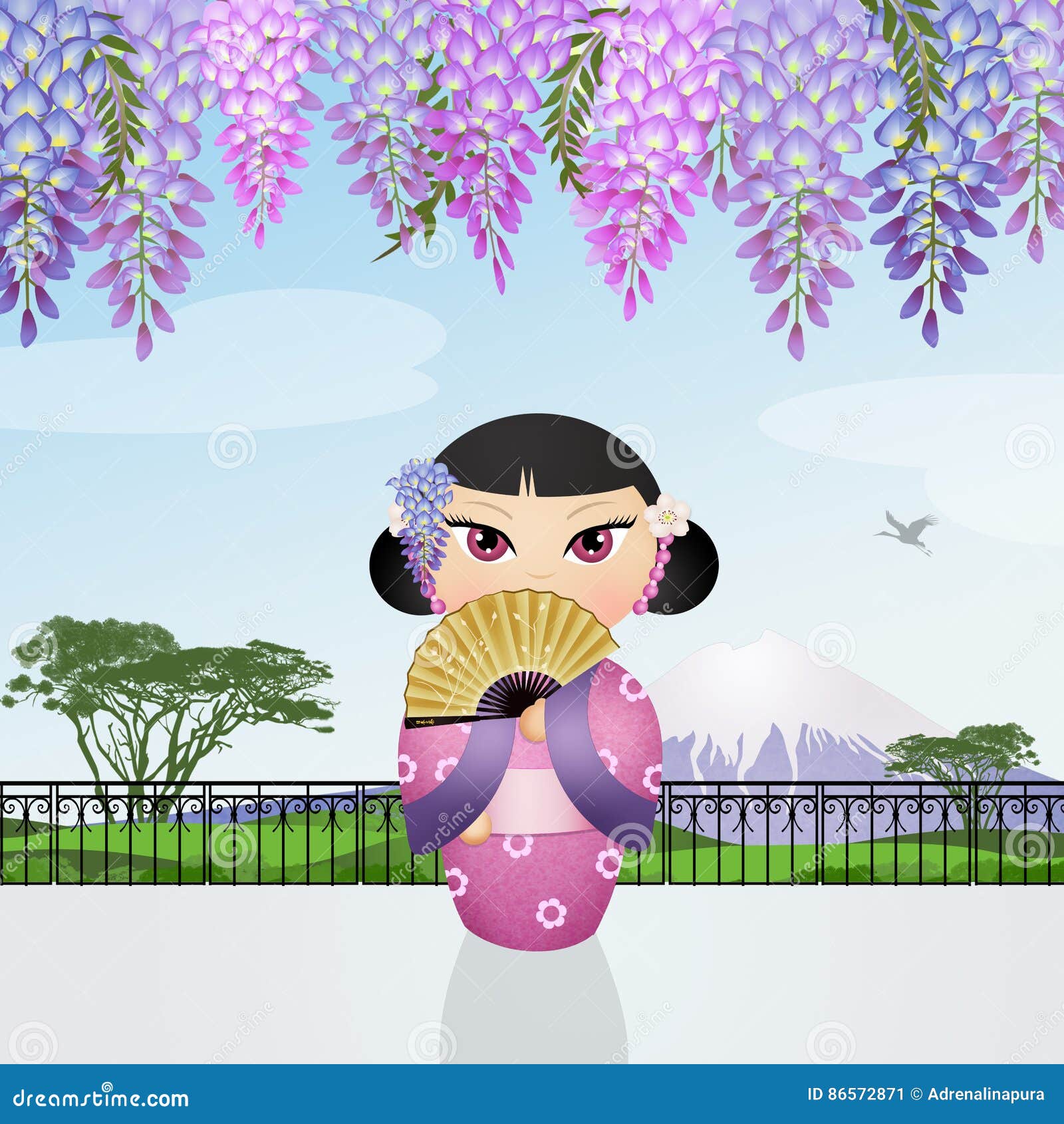 Geisha in Japan stock illustration. Illustration of japan - 86572871