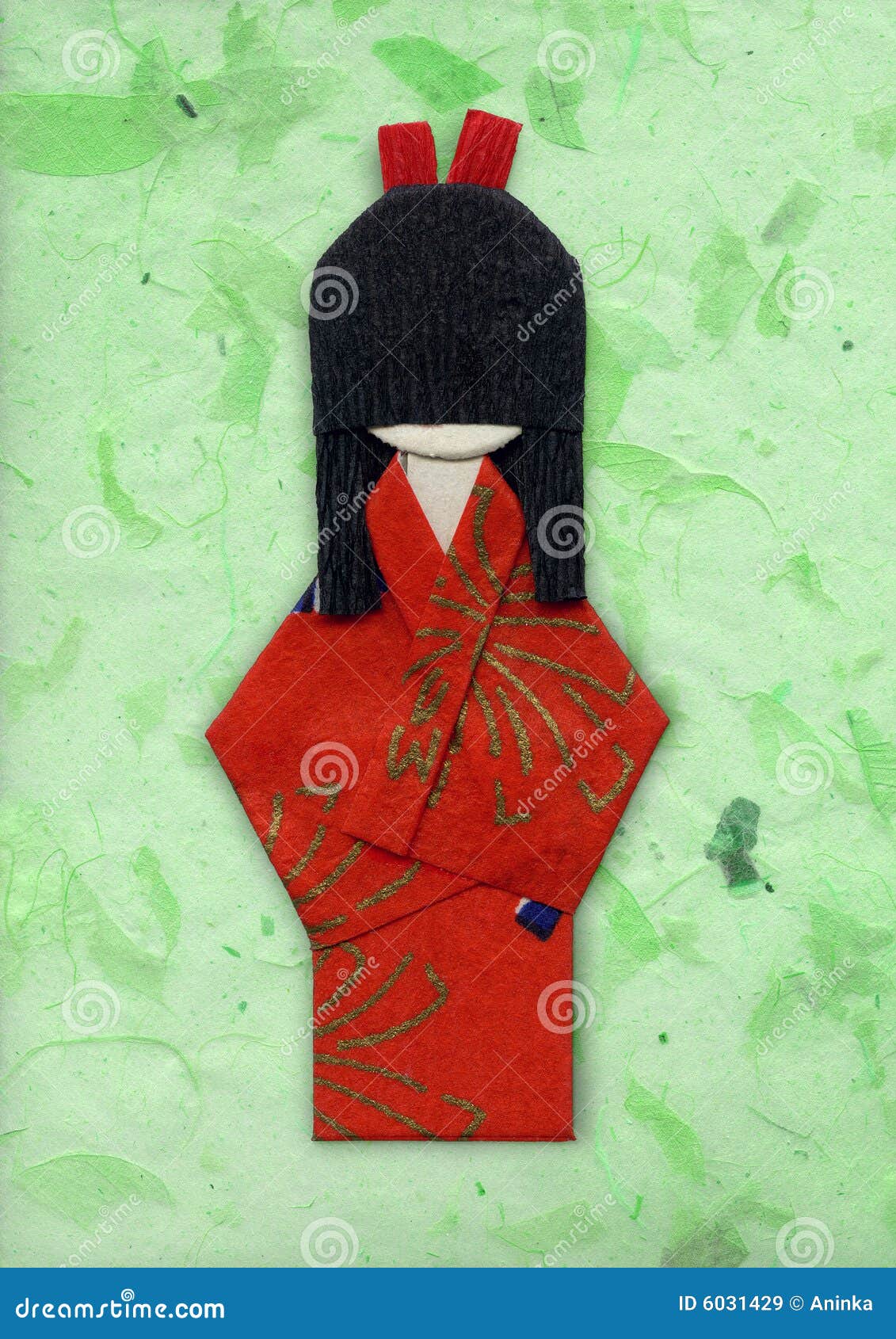 Geisha origami on Green stock image. Image of manikin - 6031429