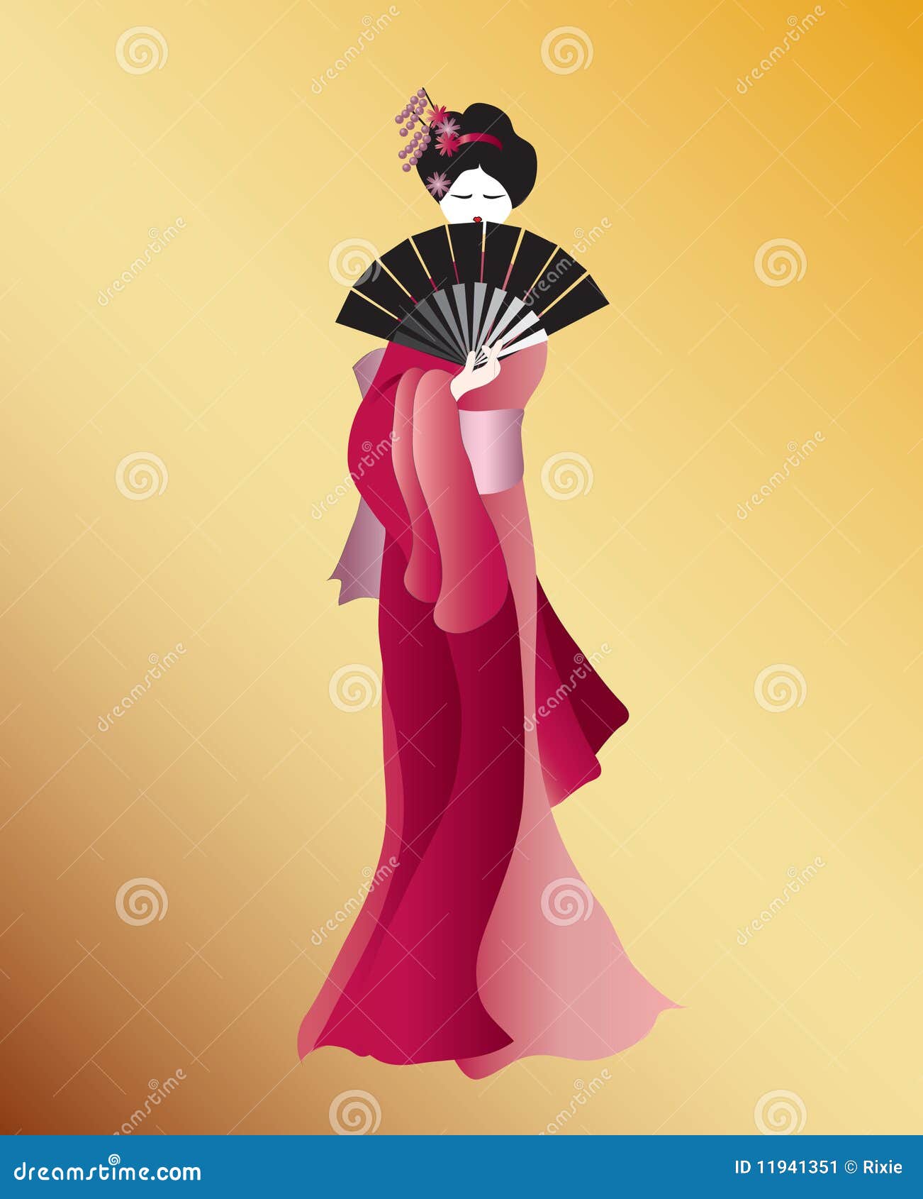 Geisha in pink stock vector. Illustration of asian, geisha - 11941351