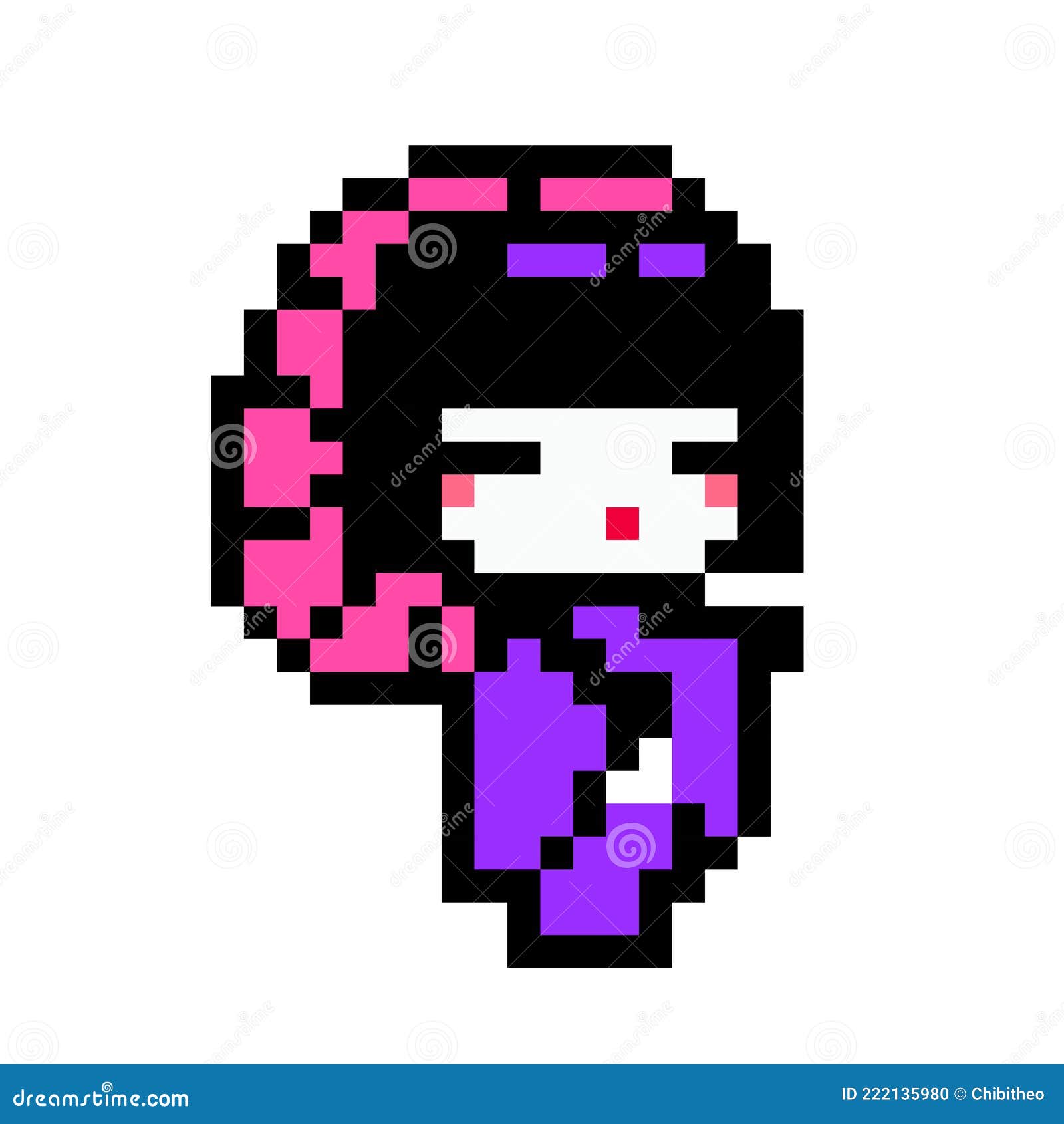 Geisha Pixel Image for Crochet and Cross Stitch Pattern Stock Vector ...