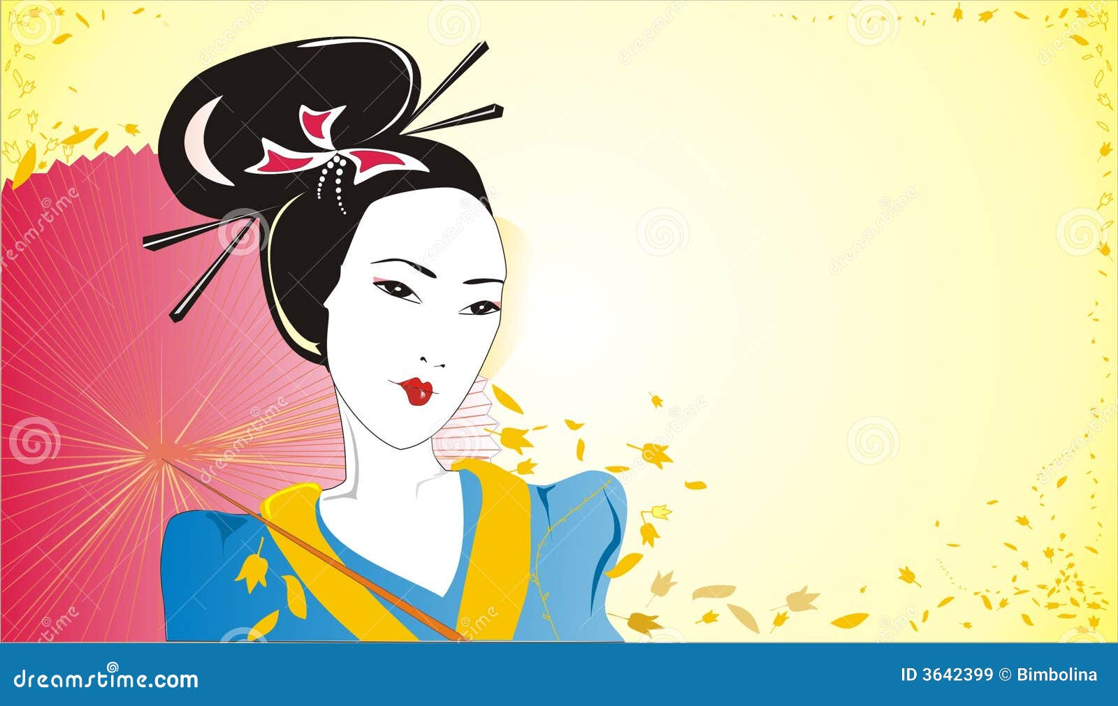 Geisha with umbrella stock vector. Illustration of beautiful - 3642399