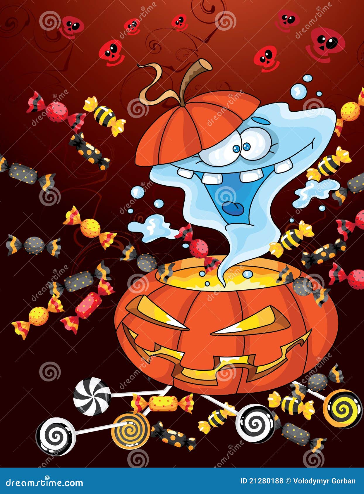 Geist-Halloween-Karte vektor abbildung. Illustration von kürbis - 21280188