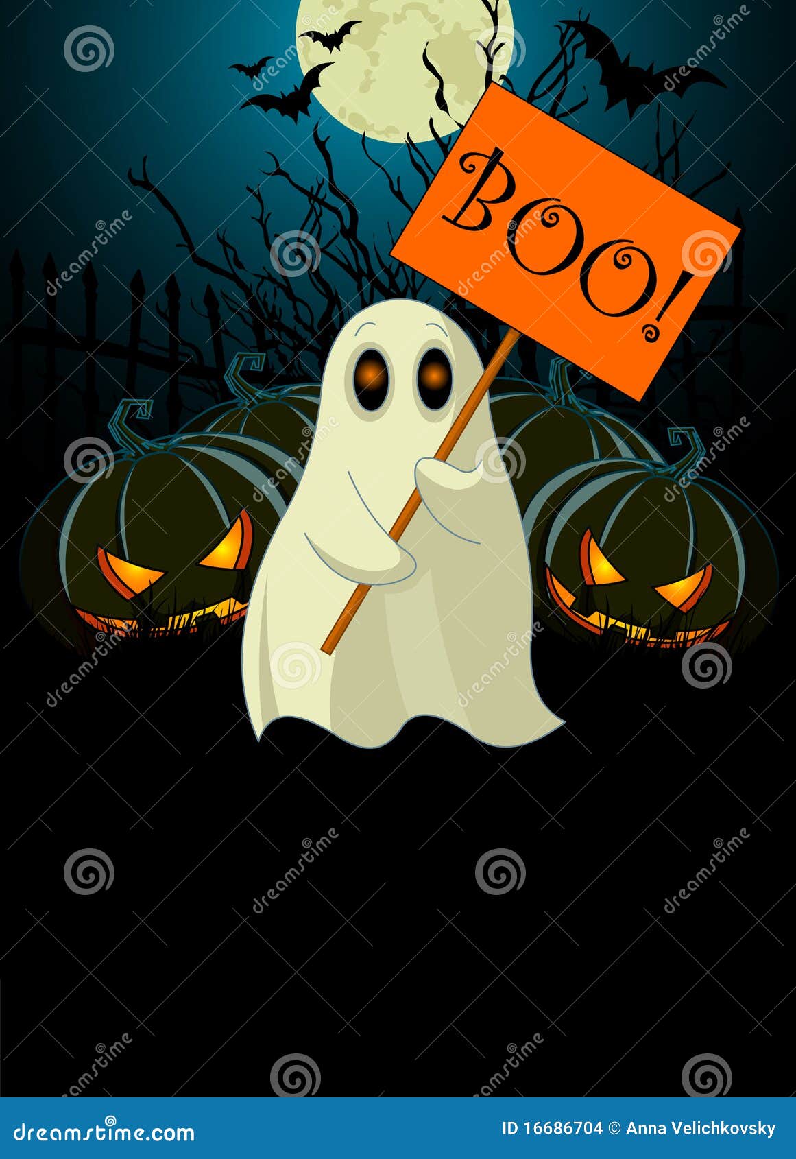Geist Mit Zeichen. Halloween-Einladung Stock Abbildung - Illustration ...
