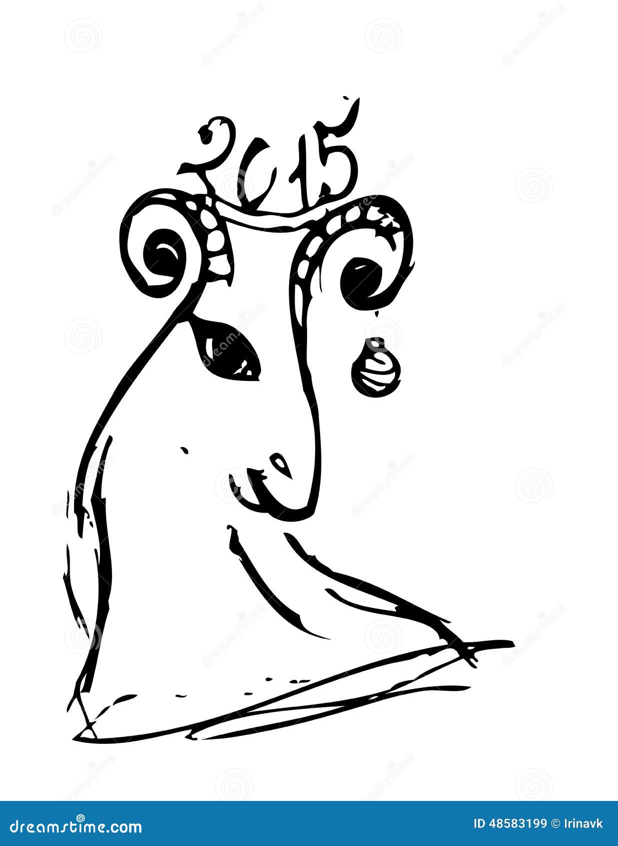 Geit als symbool van 2015 vector illustratie. Illustration of hoofd ...