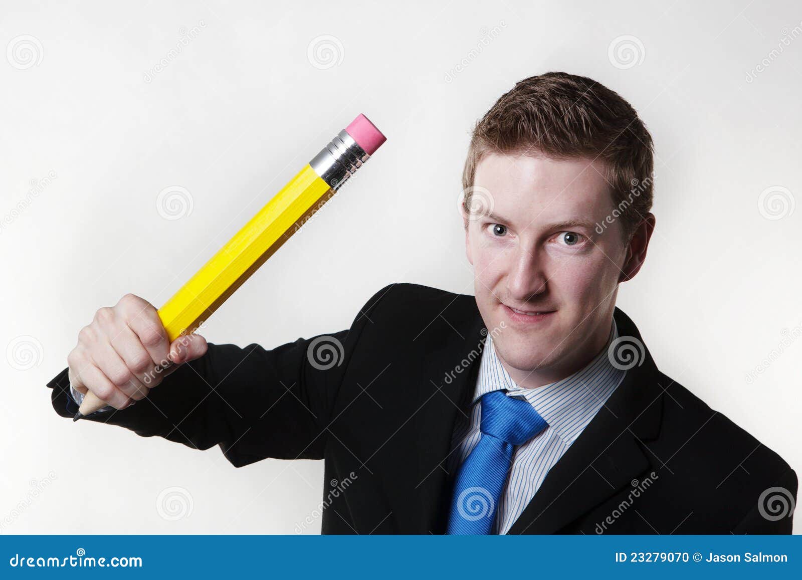 Gek Het Worden Met Een Groot Potlood Stock Foto - Image of woede, boos ...