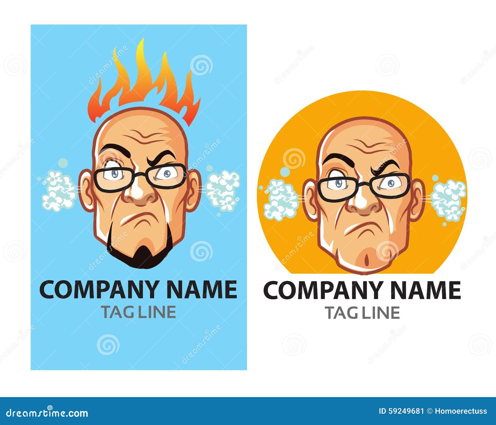 Gek Kaal Guy Logo vector illustratie. Illustration of woedend - 59249681