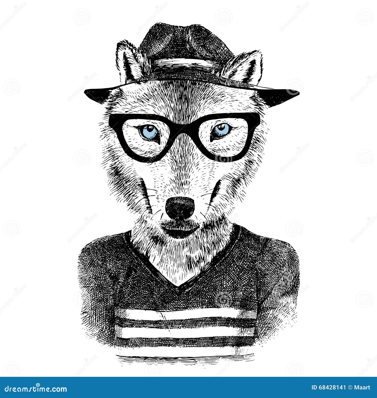 Gekleideter oben Wolf vektor abbildung. Illustration von auslegung ...