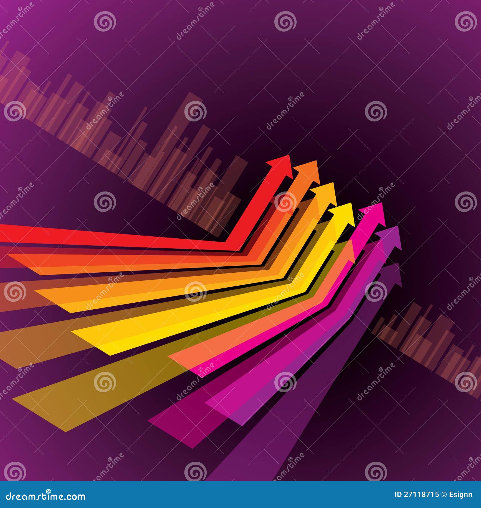 Gekleurde stijgende pijl vector illustratie. Illustration of knoop ...