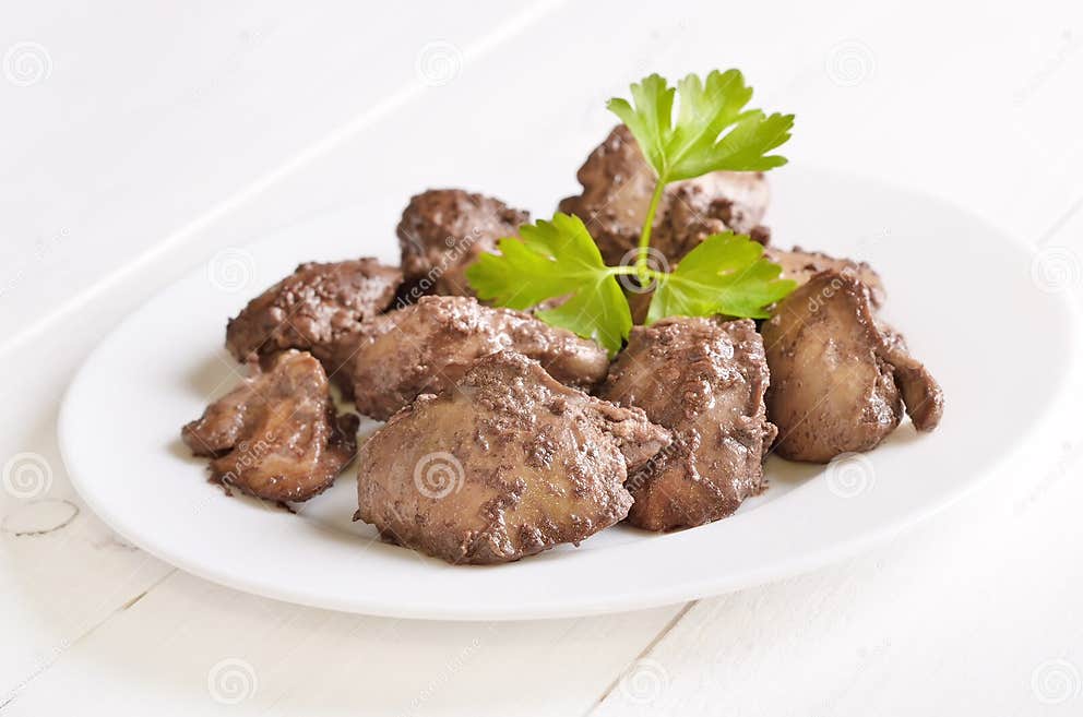 Gekookte kippenlever stock afbeelding. Image of dieet - 40023069