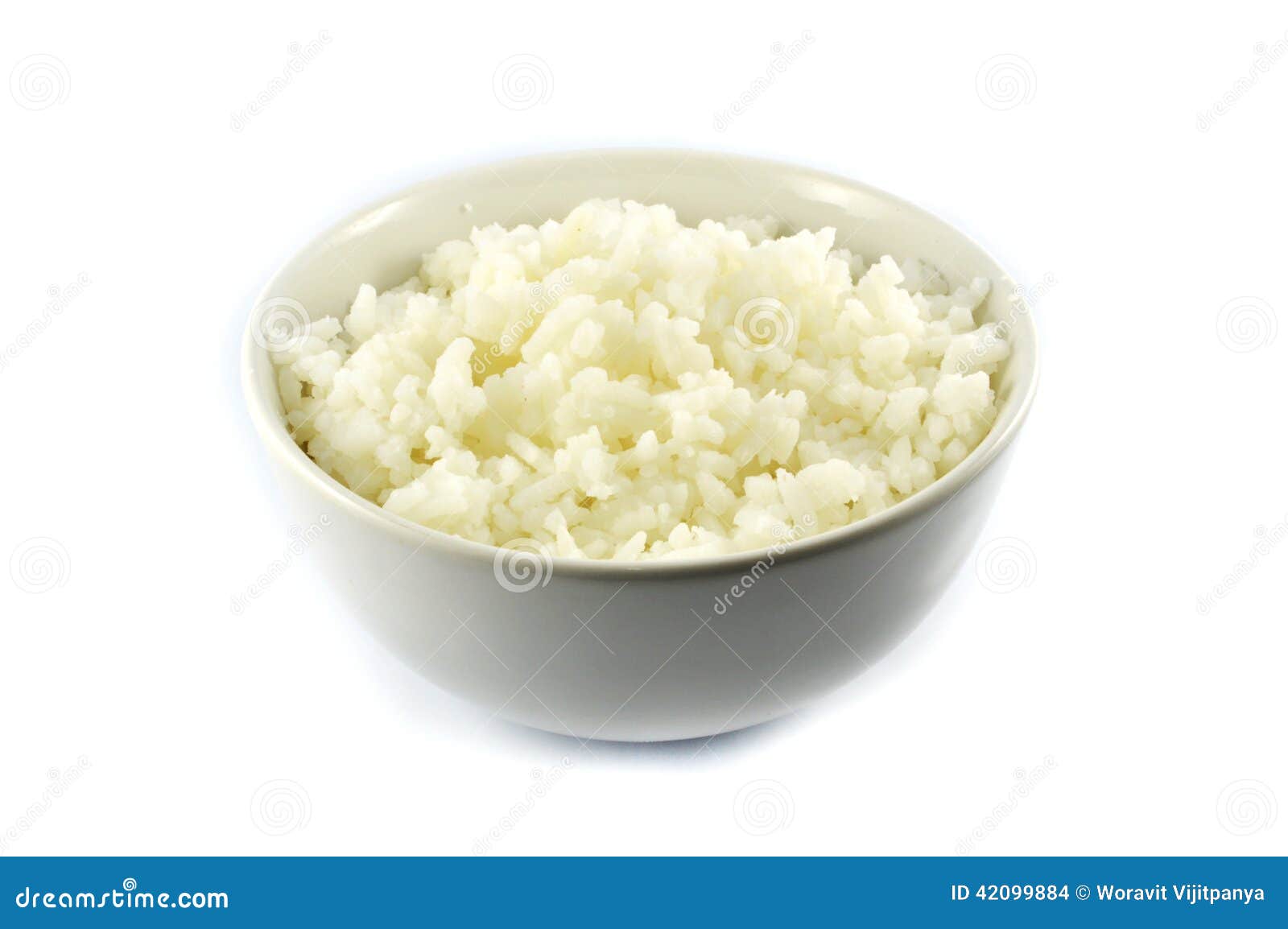 Gekookte Rijst in Een Witte Kom Stock Foto - Image of graangewas ...